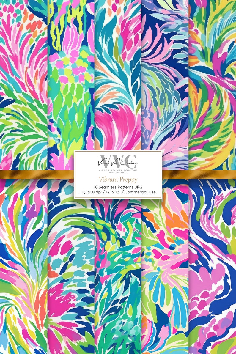 Vibrant Preppy Digital Paper 10 Seamless Vibrant Patterns for - Etsy