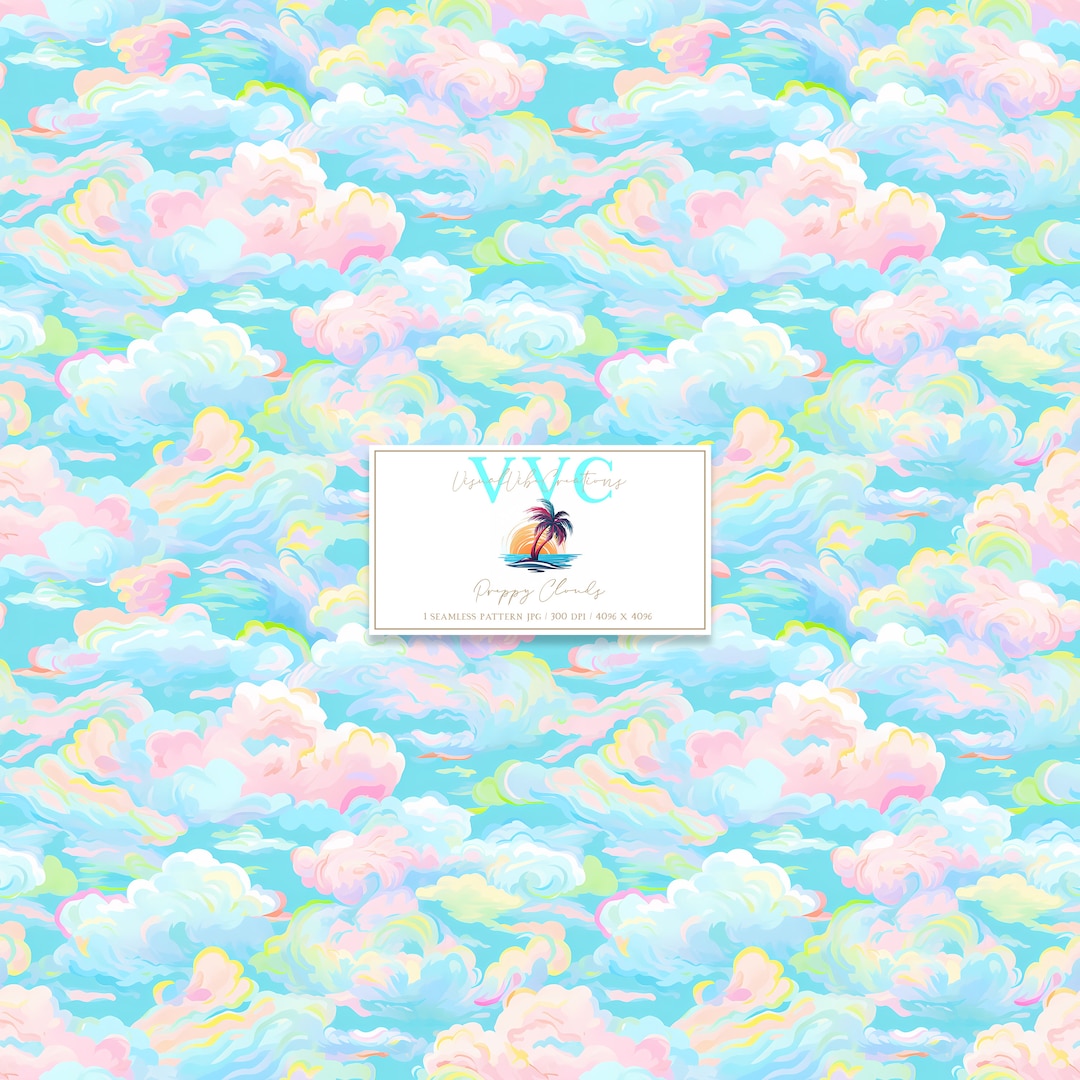 Preppy Clouds Digital Paper, 1 Seamless Pattern for Printable Scrapbook ...