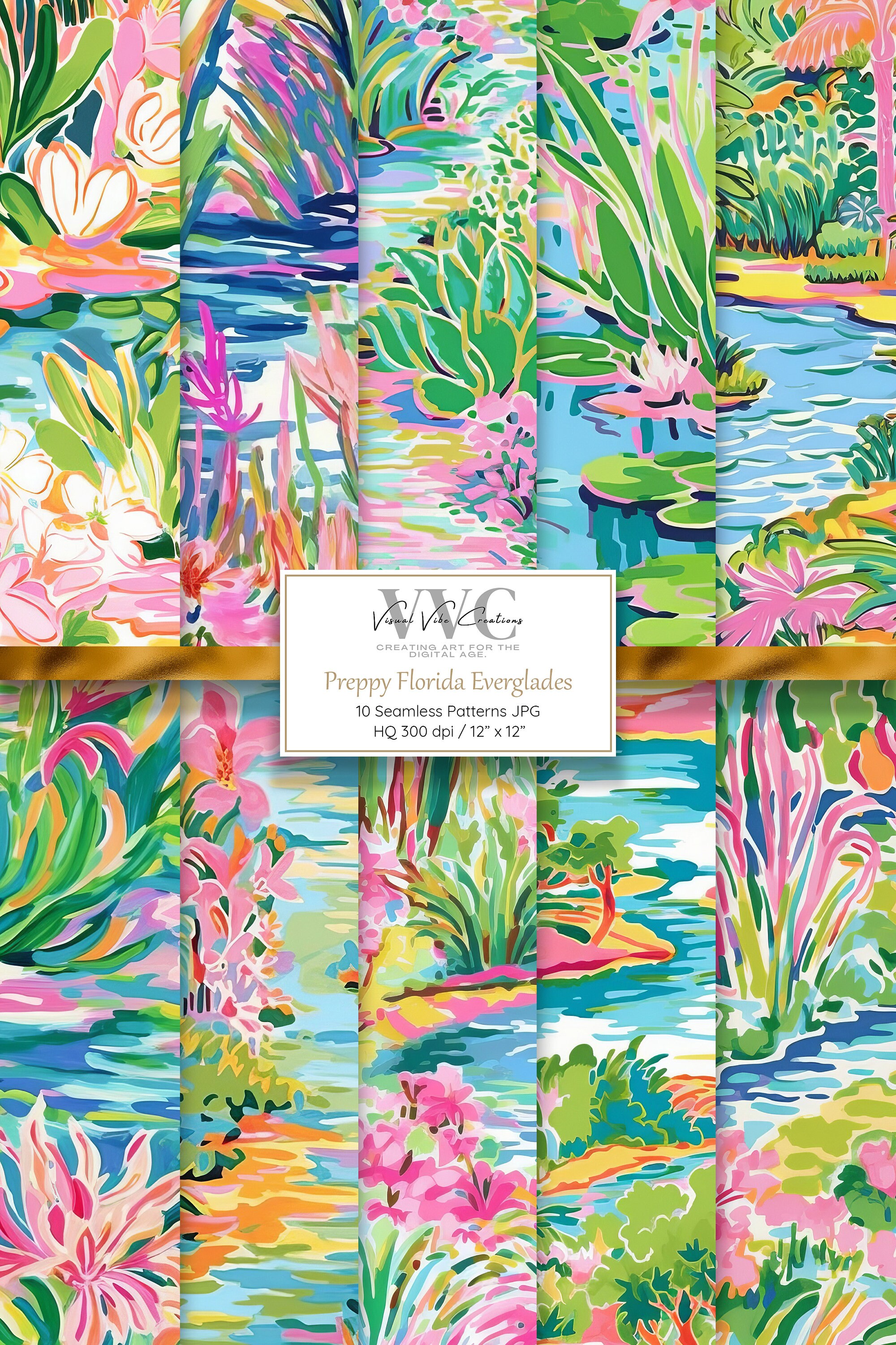 Preppy Florida Everglades Digital Paper 10 Seamless Floral - Etsy