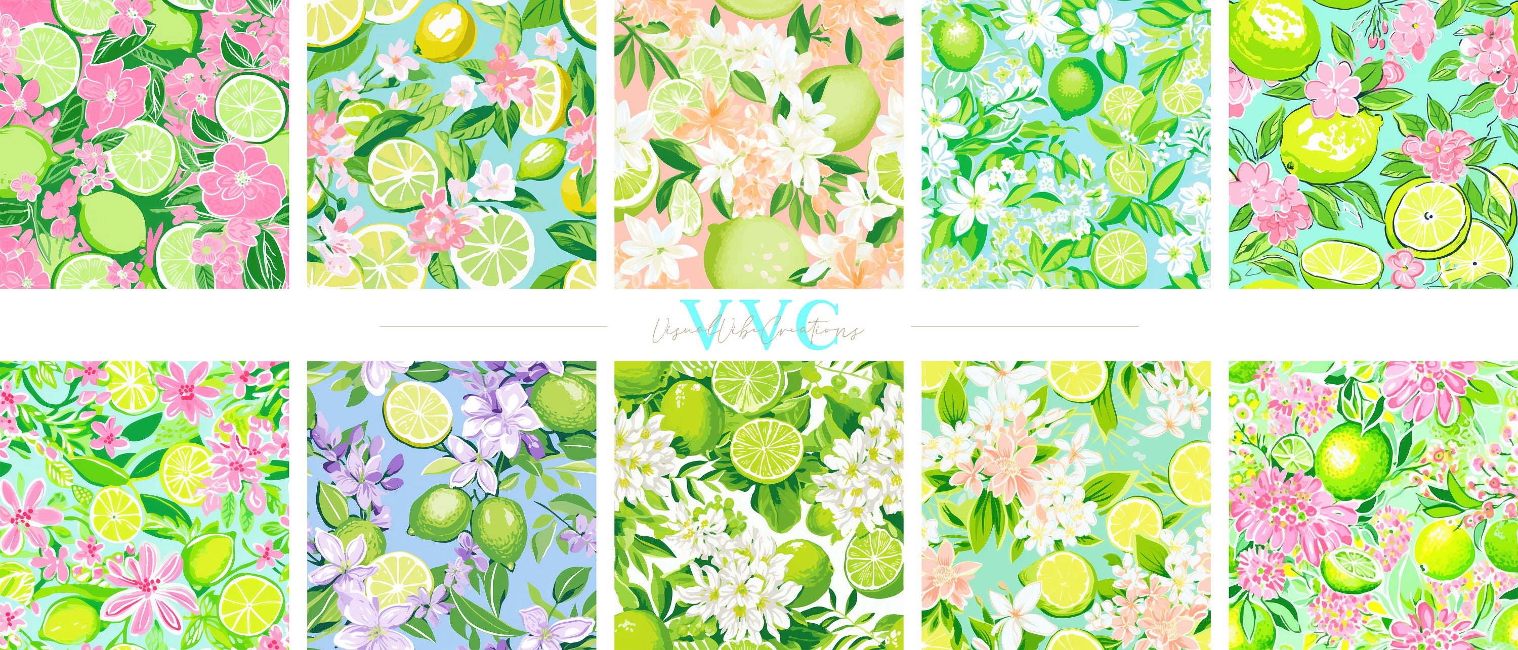 Preppy Limes Digital Paper, 10 Seamless Patterns for Printable ...