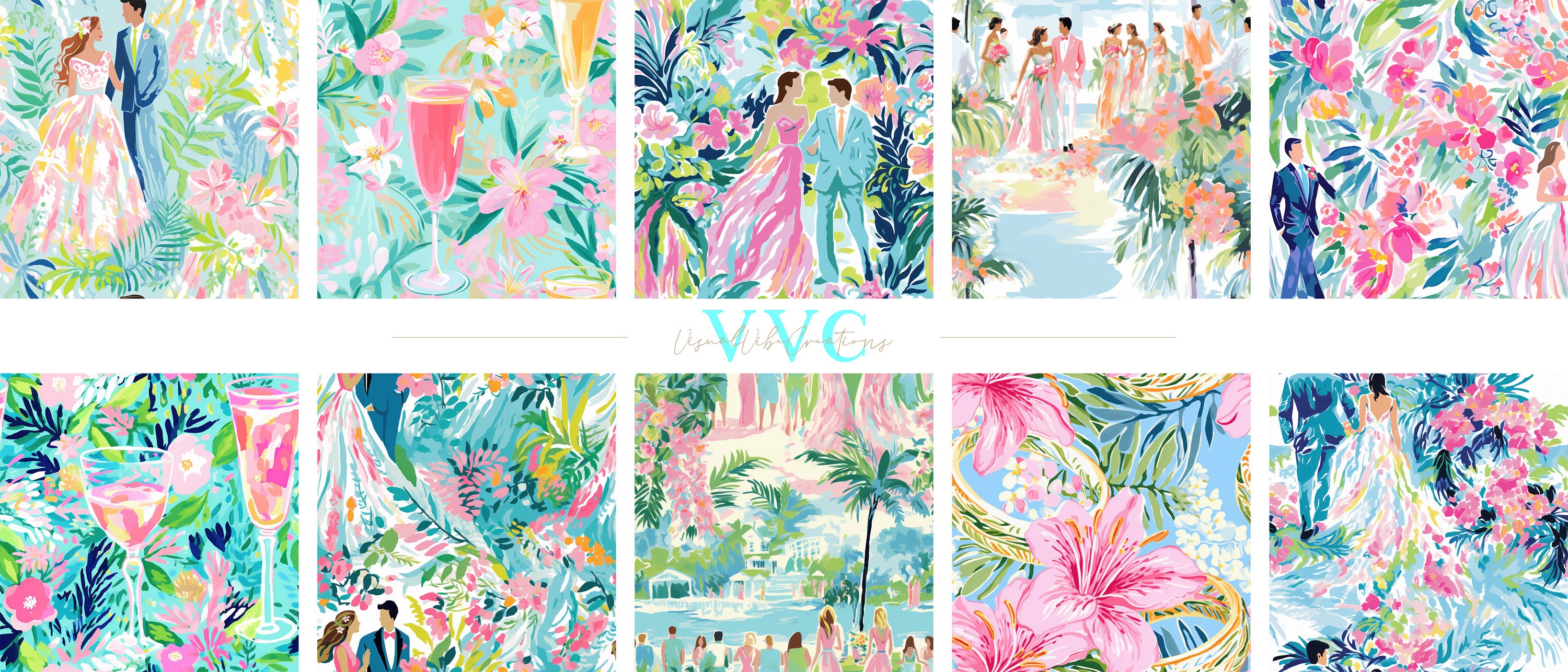 Preppy Wedding Digital Paper, 10 Seamless Patterns for Printable ...