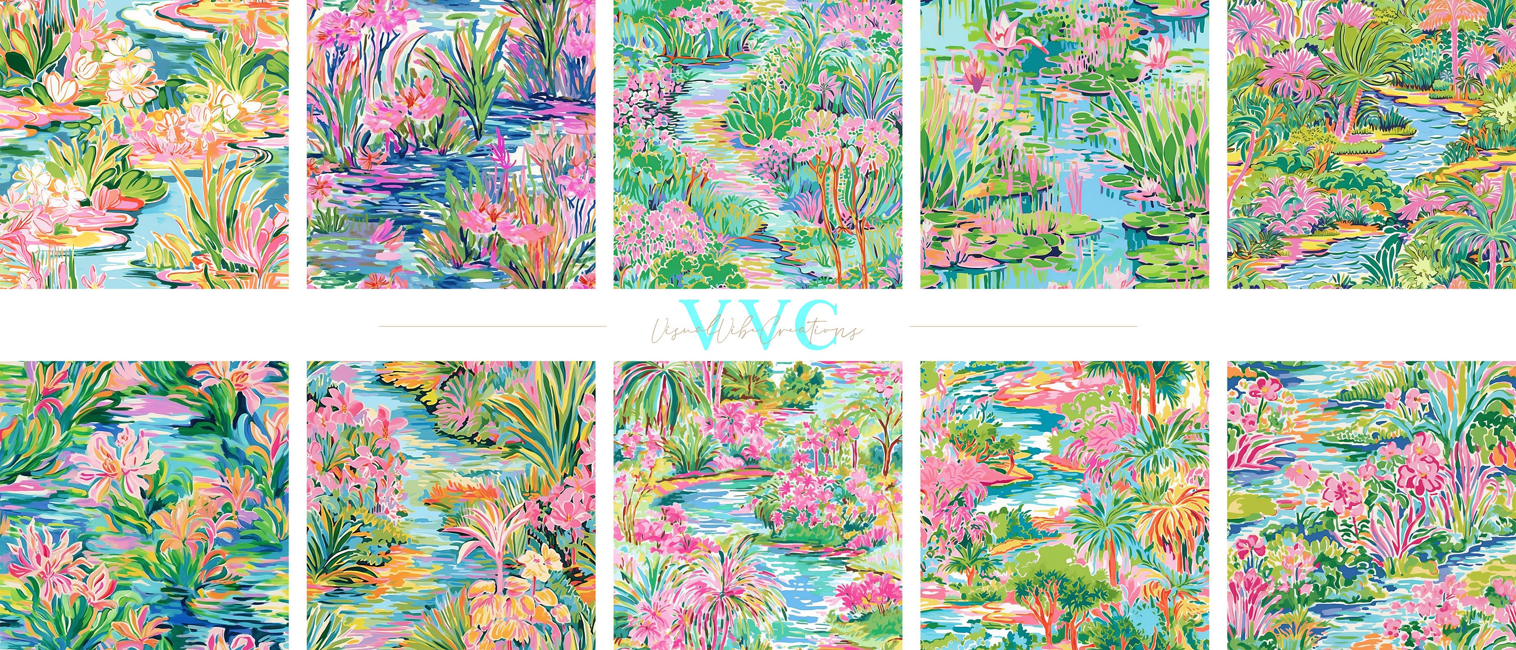 Preppy Florida Everglades Digital Paper 10 Seamless Floral - Etsy