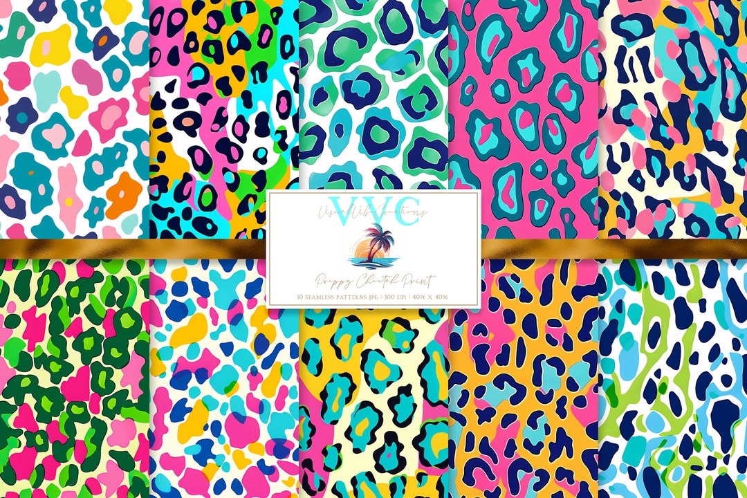 Preppy Cheetah Print Digital Paper, 10 Seamless Patterns for Printable ...