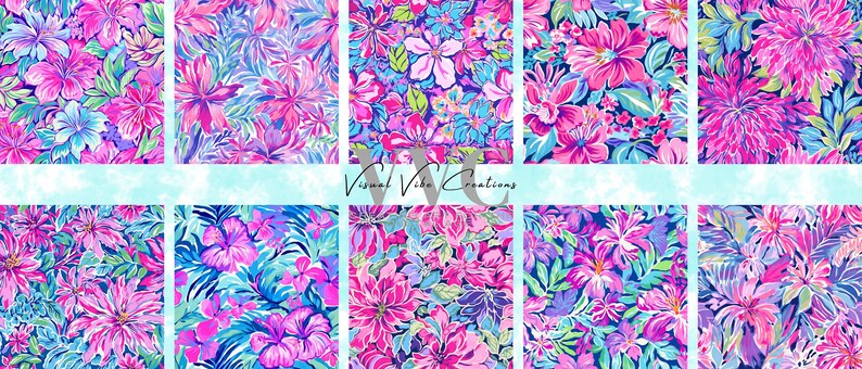 Classic Preppy Digital Paper 10 Seamless Floral Patterns for - Etsy