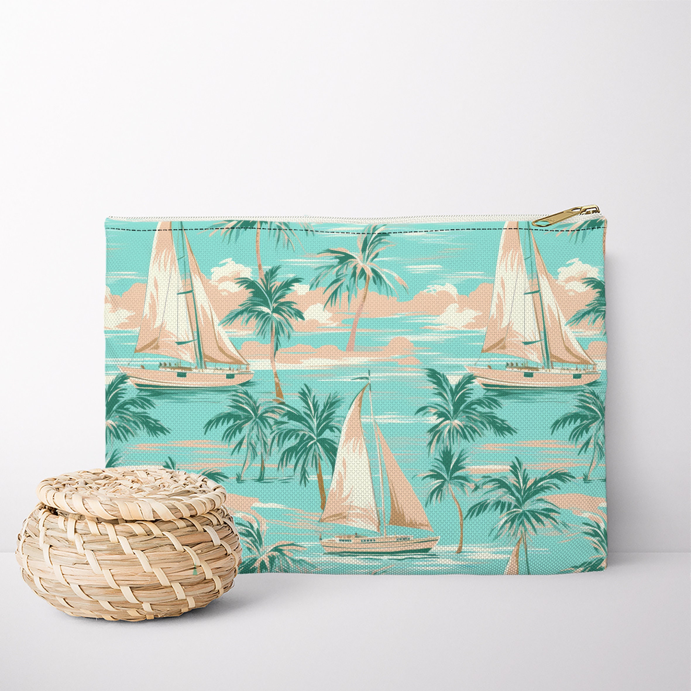 Preppy Tropical Sailboat Digital Paper, 1 Seamless Pattern for ...