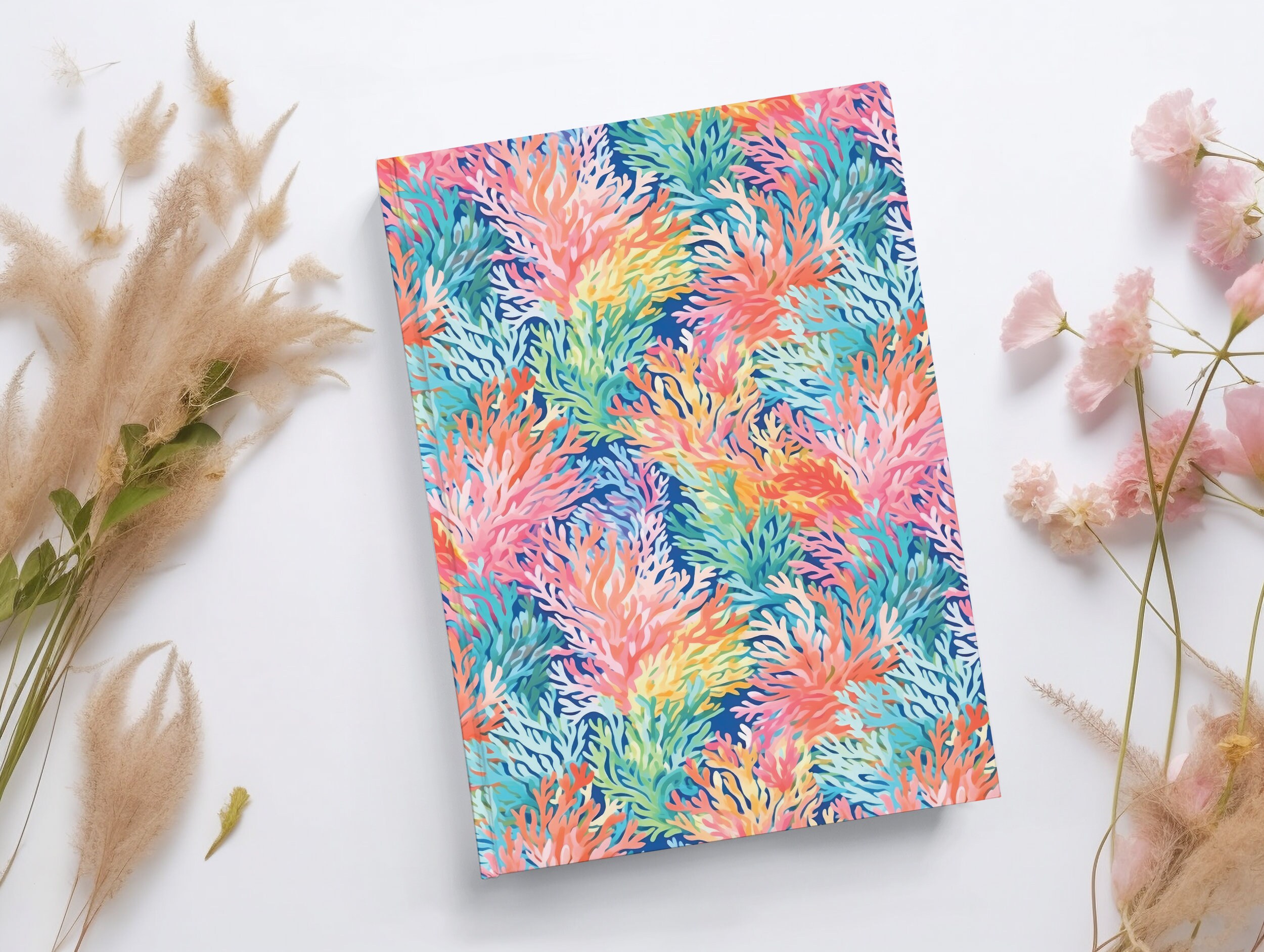 Ocean Coral Digital Paper, 10 Seamless Preppy Vibrant Tropical Patterns ...