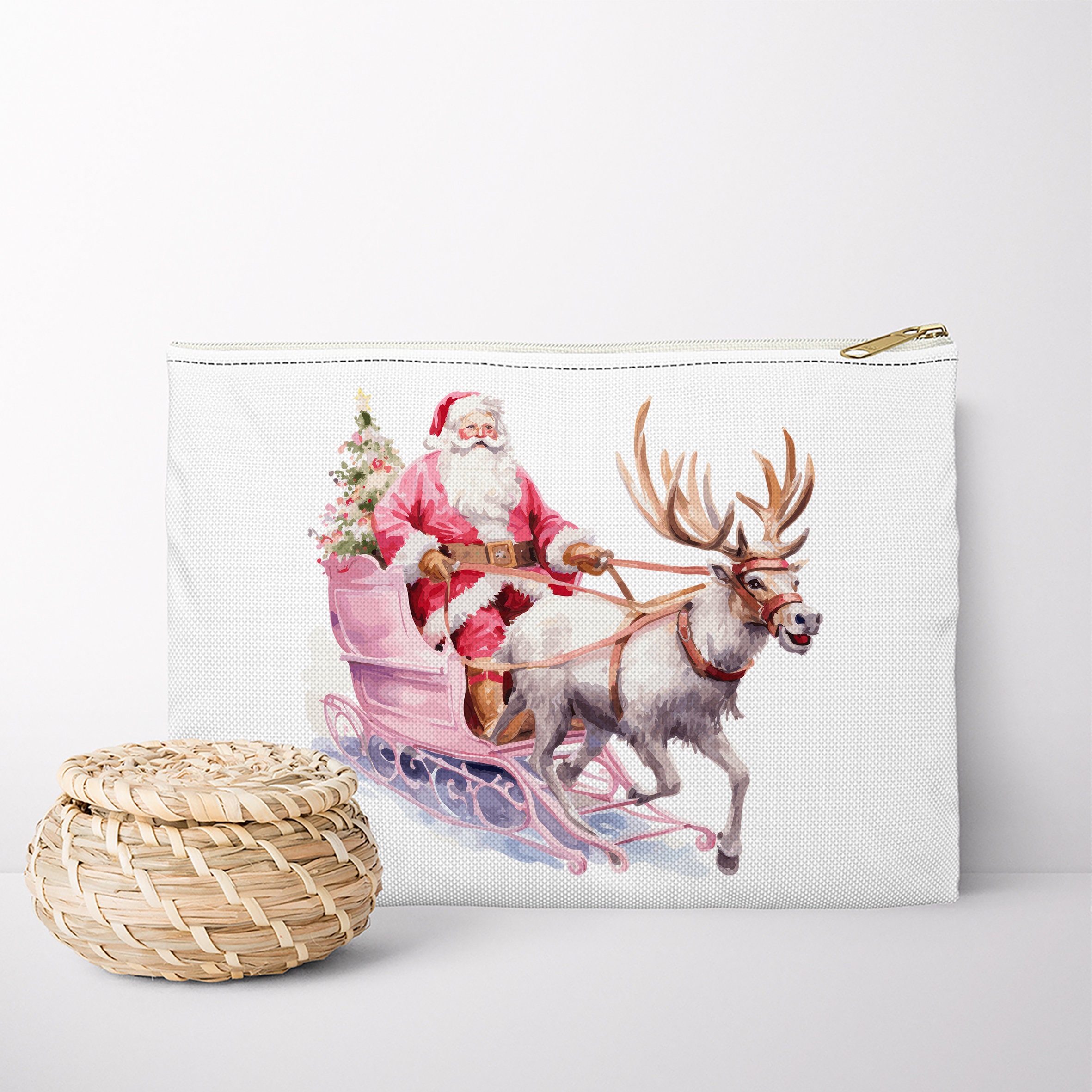 Preppy Santa Claus & Reindeer Clipart Transparent Background in SVG ...