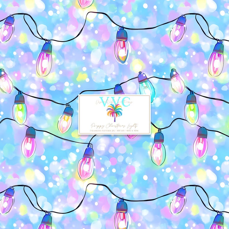 Preppy Christmas Lights Digital Paper, 1 Seamless Pattern for Scrapbook ...