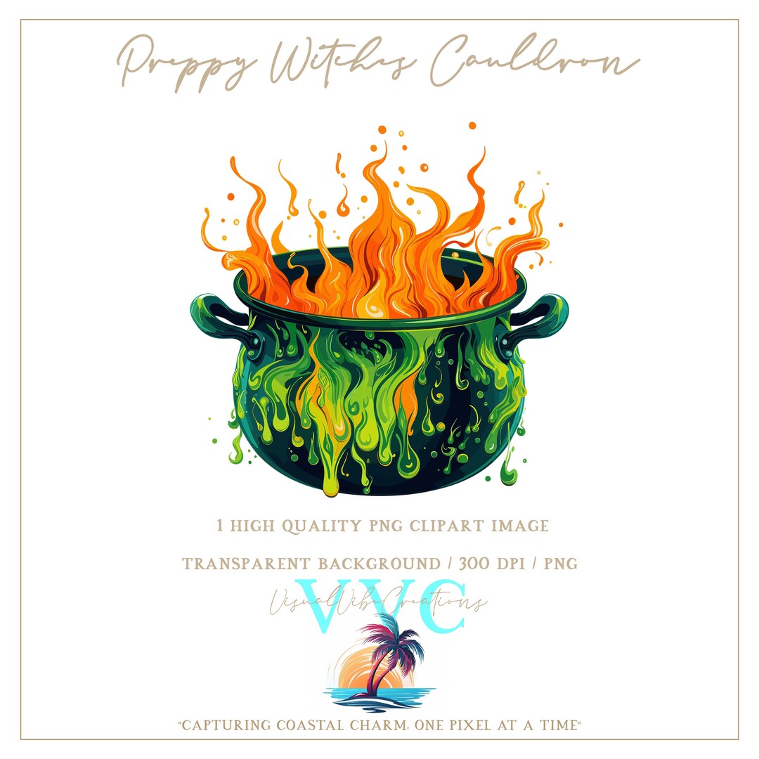 Preppy Witches Cauldron Clip Art - Transparent Background in PNG ...