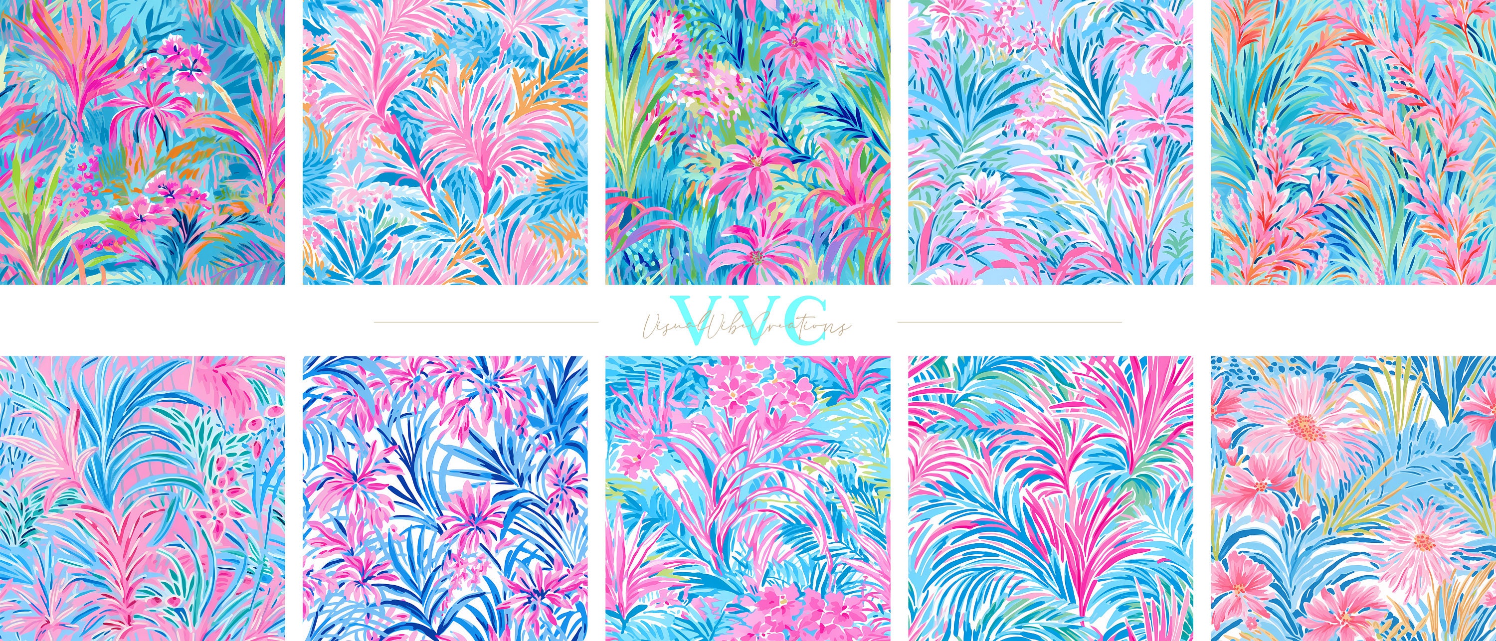 Preppy Beach Grass Pack #2 Digital Paper, 10 Seamless Patterns for ...