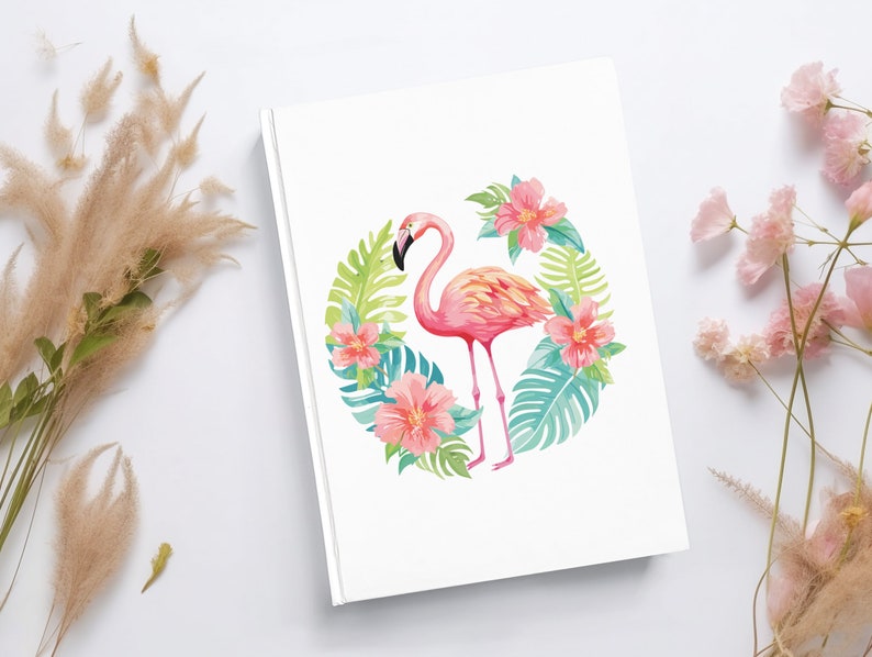 Preppy Flamingo Clipart Pack of 5 Transparent Background in - Etsy