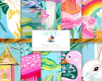 Preppy Inspired Chevron Pack 2 Digital Paper, 10 Seamless Patterns for ...