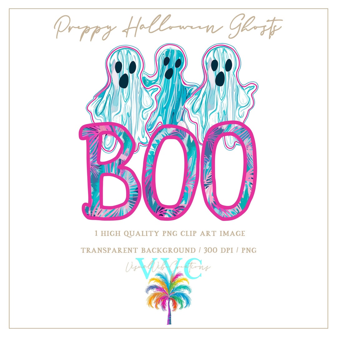Preppy Halloween Ghosts Clip Art - Transparent Background in PNG ...