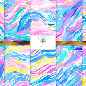Preppy Waves Digital Paper, 10 Seamless Patterns for Scrapbook Paper ...