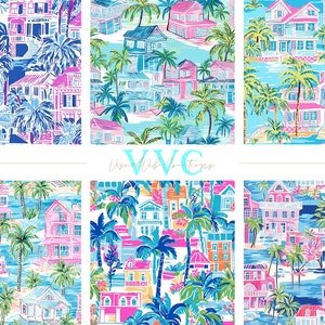 Tropical Beach House Digital Paper, 10 Seamless Preppy Beach Patterns ...