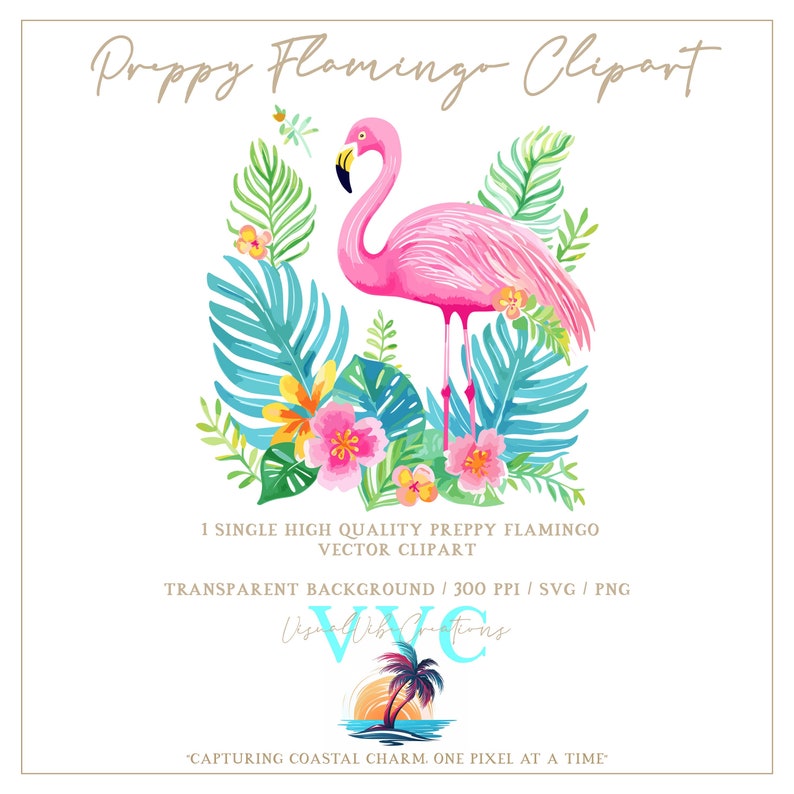 Preppy Flamingo Clipart Transparent Background in SVG, PNG, Vector ...