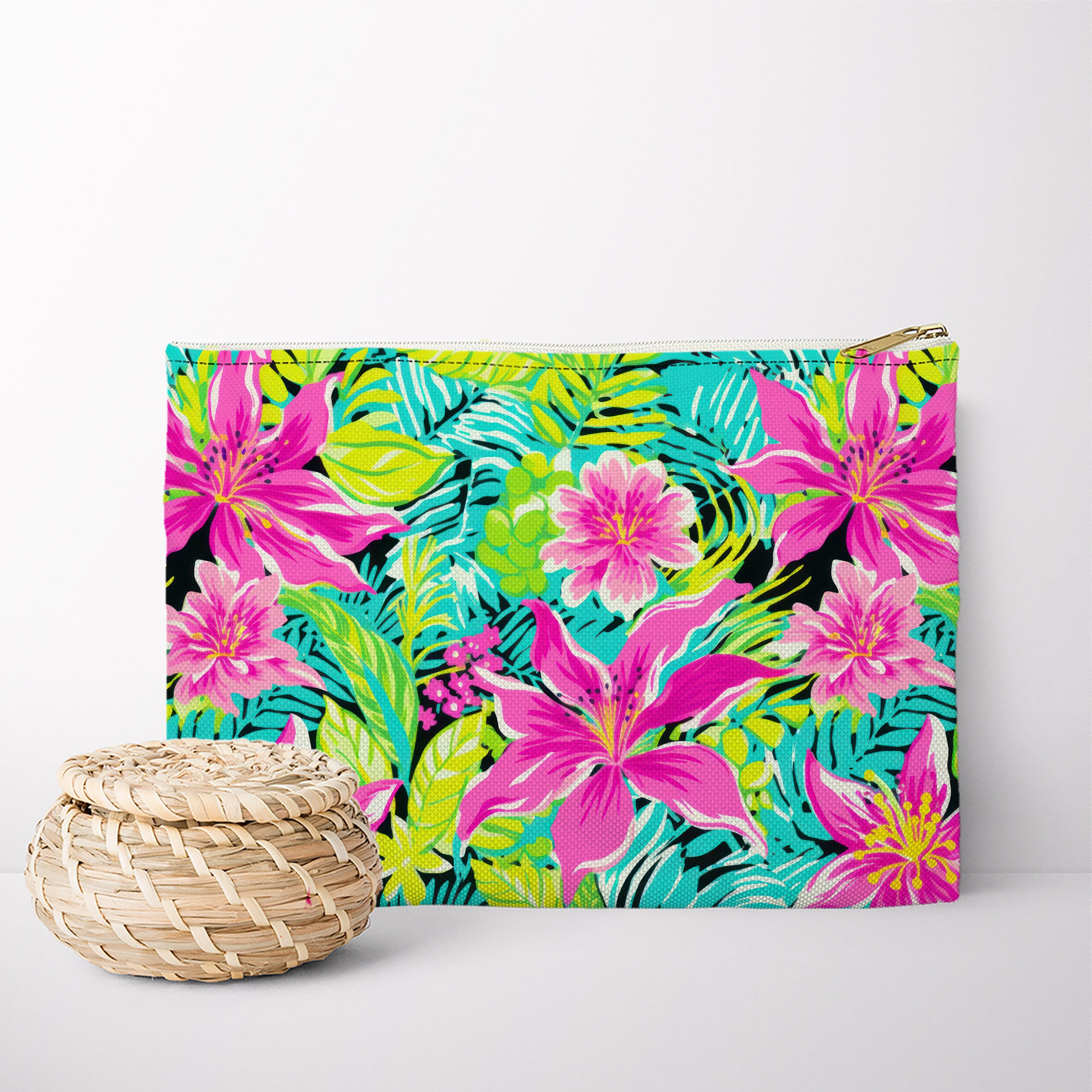 Preppy Tropical Paradise Digital Paper, 10 Seamless Colorful Floral ...