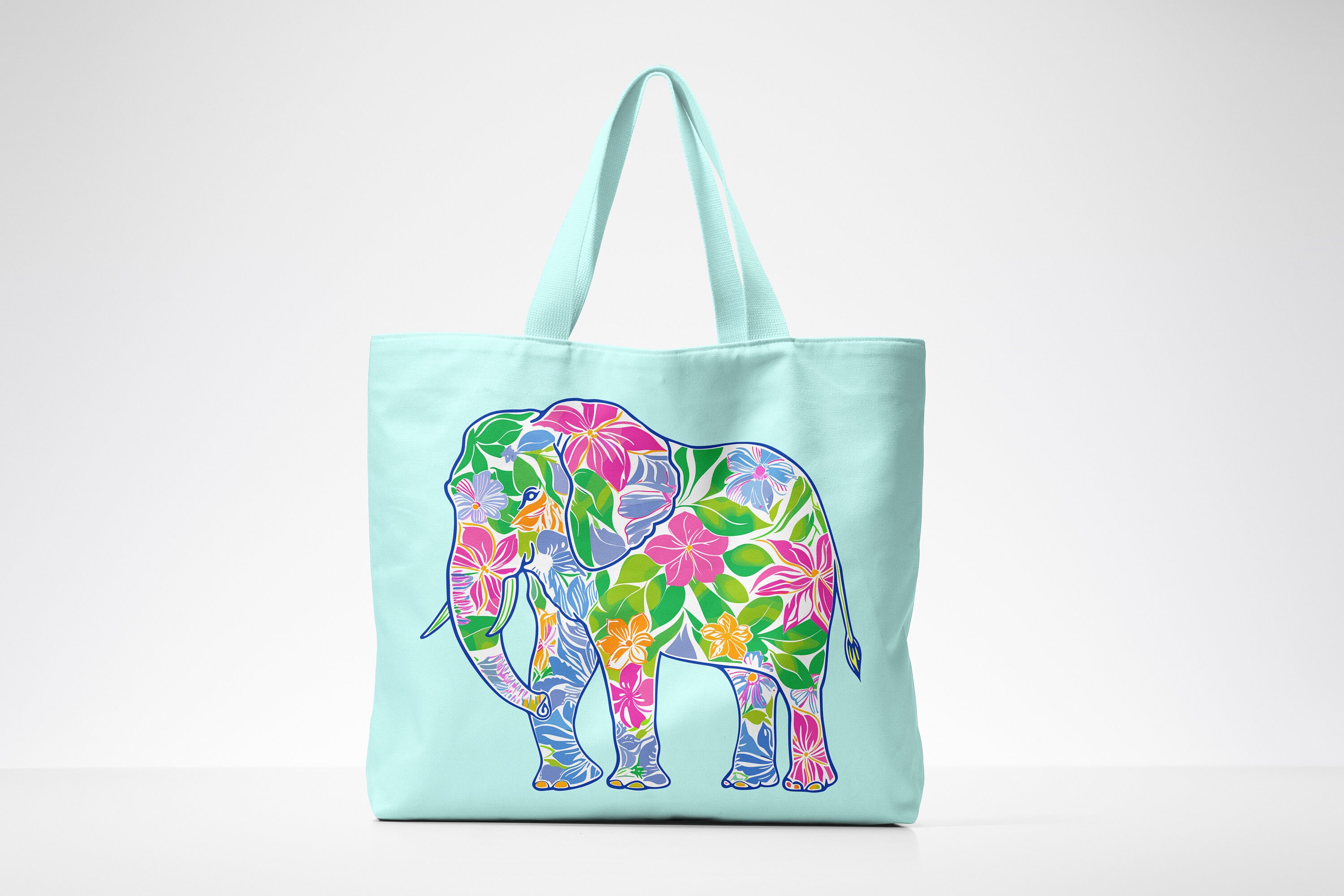 Preppy Elephant Clip Art - Transparent Background in PNG, Floral ...