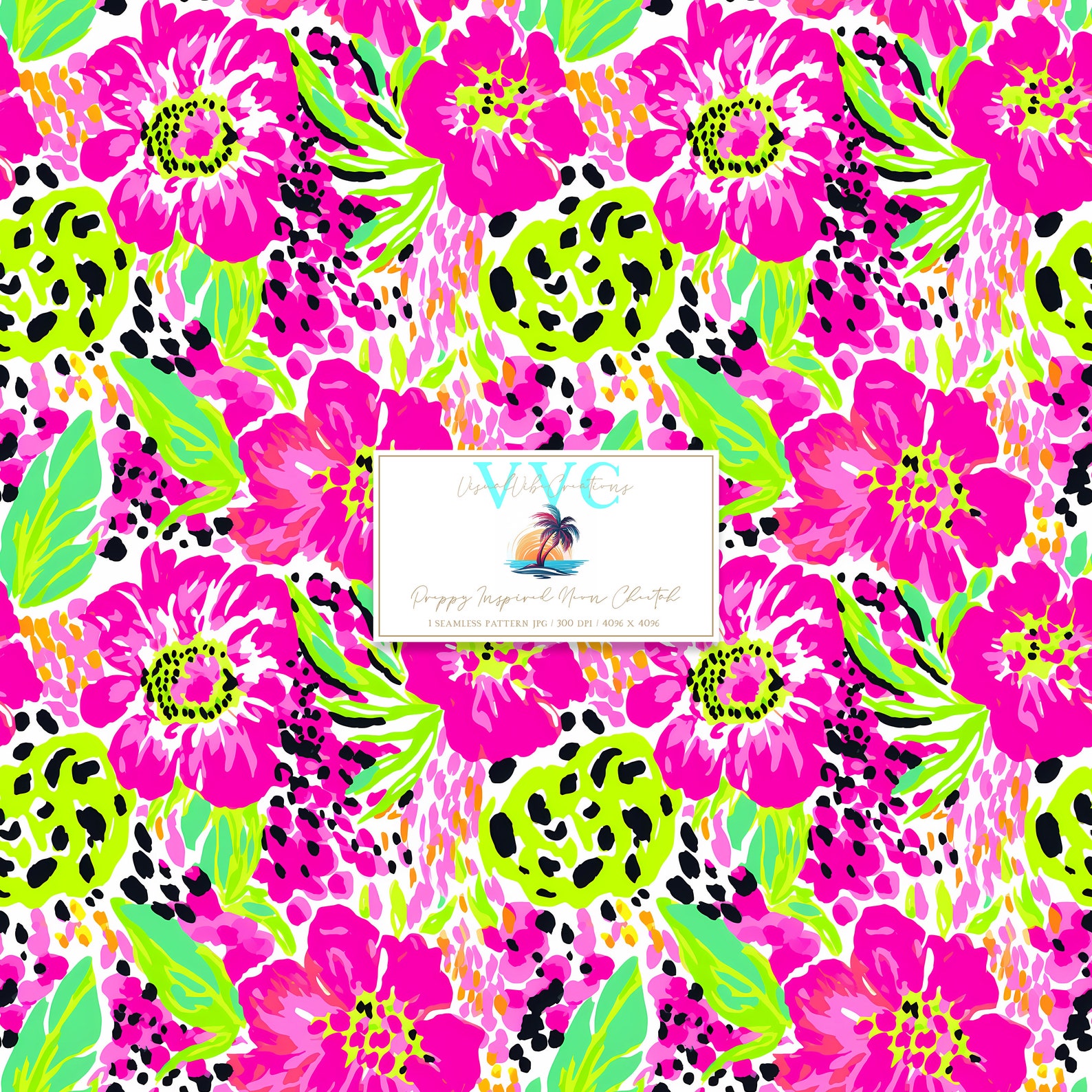 Preppy Inspired Neon Cheetah Digital Paper, 1 Seamless Pattern for ...