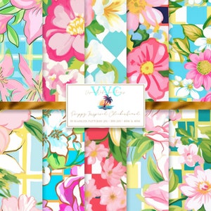 Preppy Inspired Checkerboard Digital Paper, 10 Seamless Patterns for ...