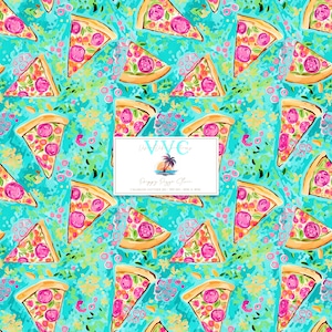 Preppy Pizza Slice Digital Paper, 1 Seamless Tropical Pattern for ...