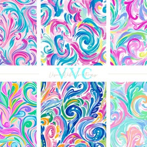 Preppy Swirls Digital Paper, 10 Seamless Patterns for Printable ...