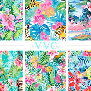 Preppy Tropical Rainforest, 10 Seamless Patterns, Jungle Animals and ...