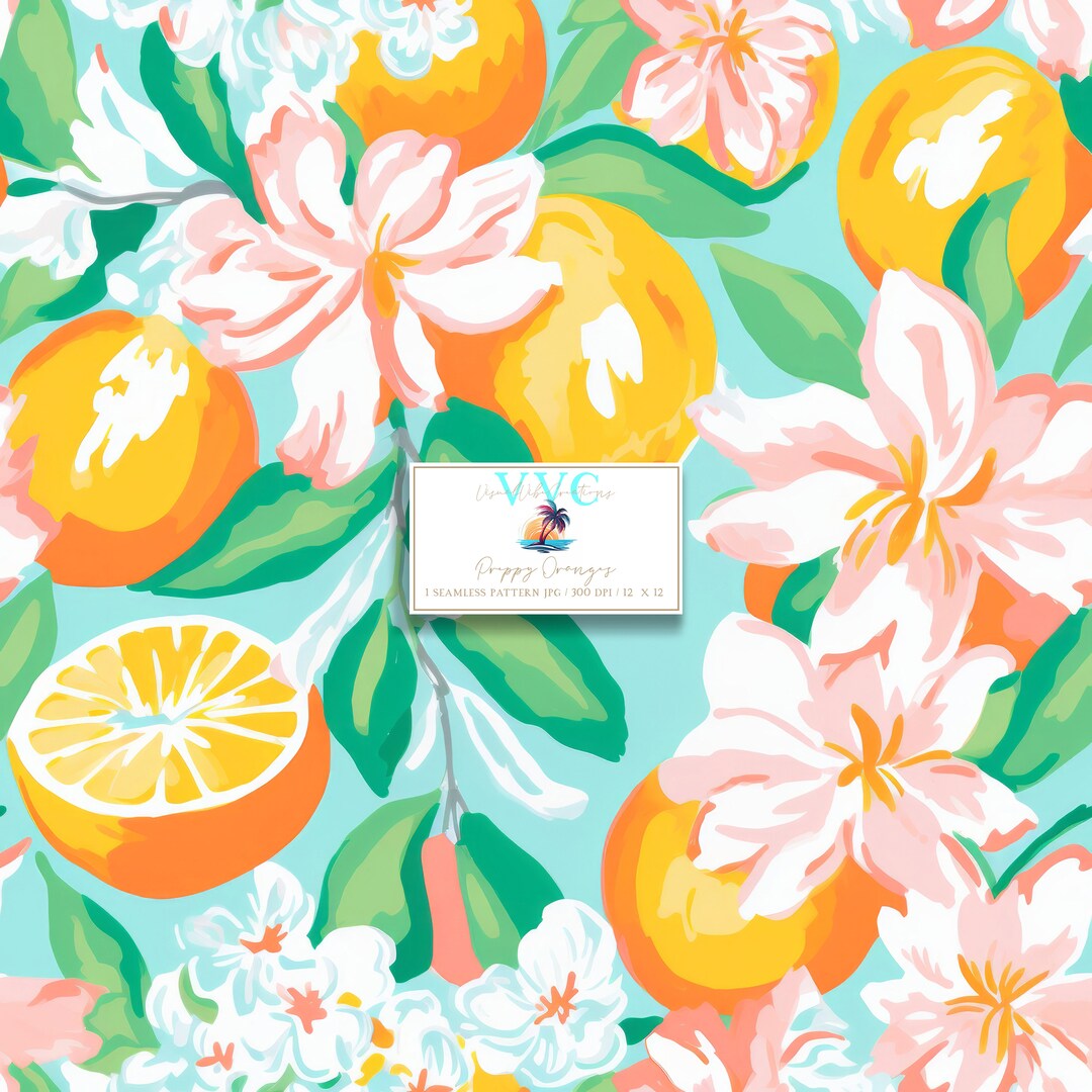 Preppy Oranges Digital Paper, 1 Seamless Pattern for Scrapbook Paper ...