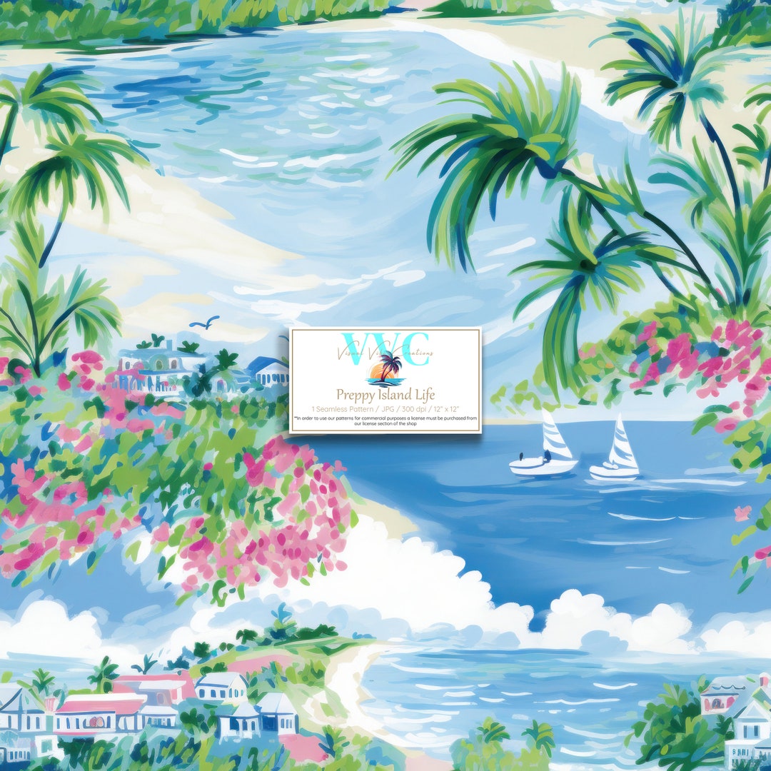 Preppy Island Life Digital Paper, 1 Seamless Pattern for Scrapbook ...