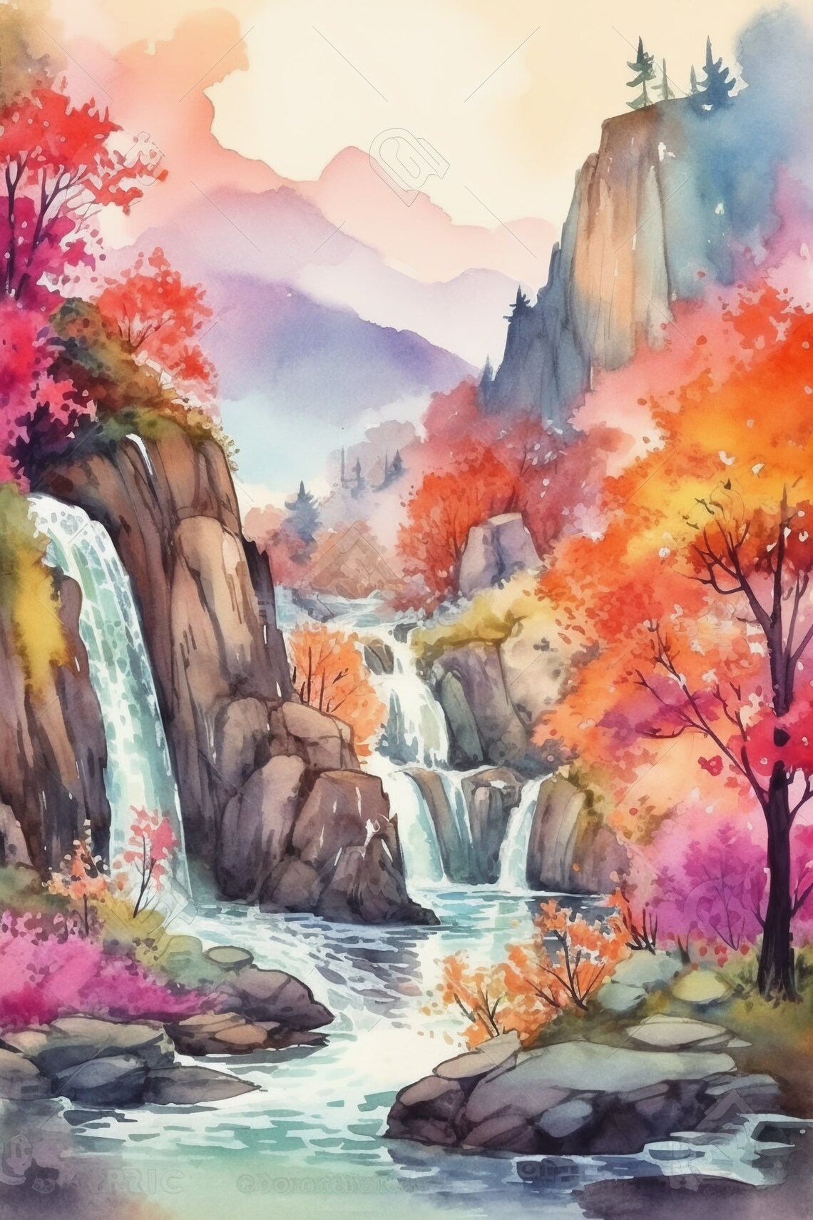 Rainbow Fallscape - Etsy