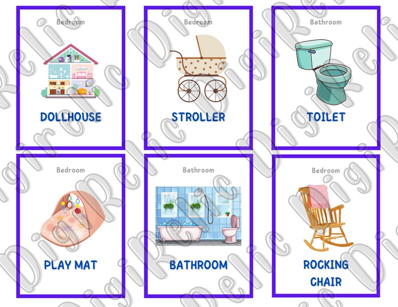 250 Things in a Home Cards, Montessori Flash Cards, Pre-school Cards ...