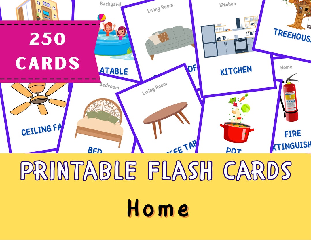 250 Things in a Home Cards, Montessori Flash Cards, Pre-school Cards ...