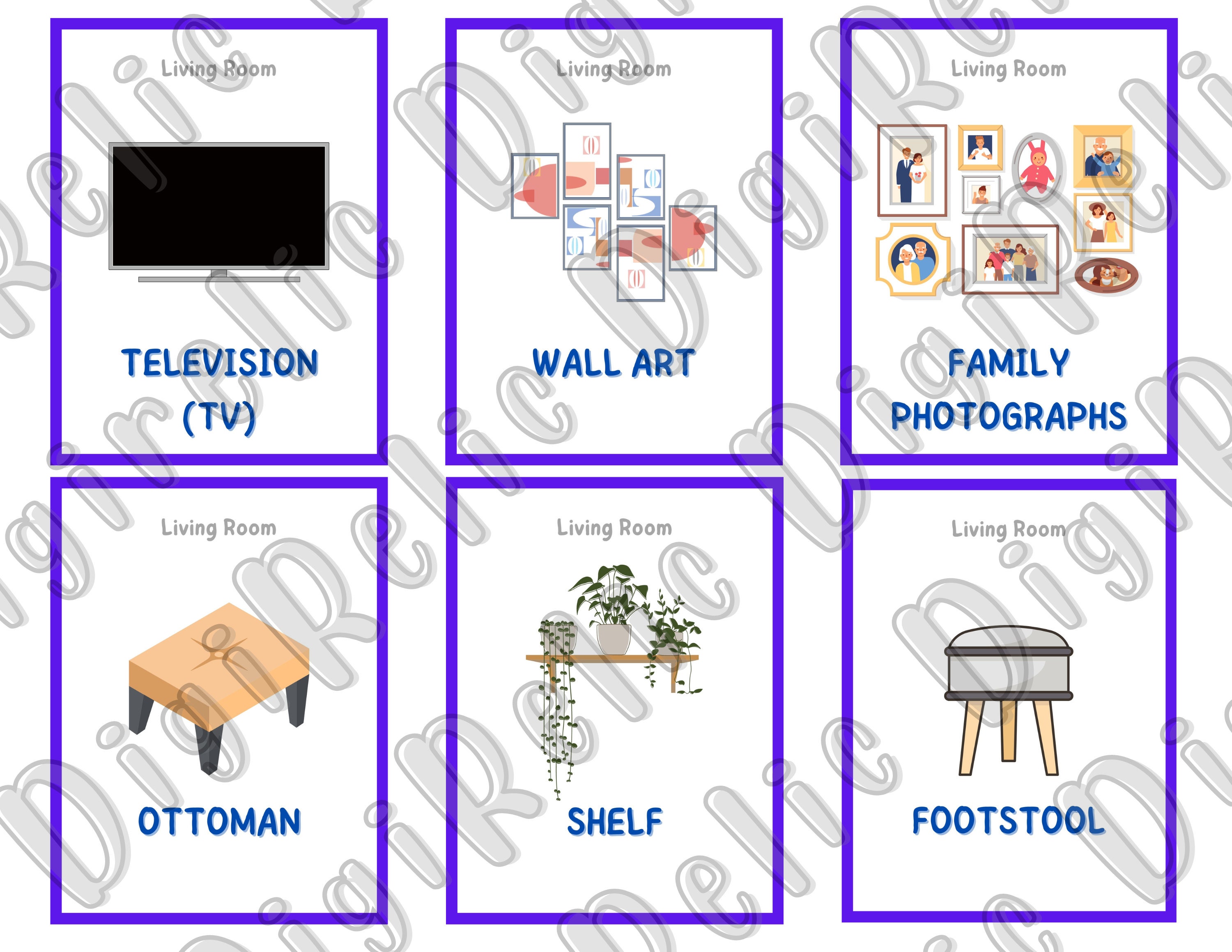 250 Things in a Home Cards, Montessori Flash Cards, Pre-school Cards ...