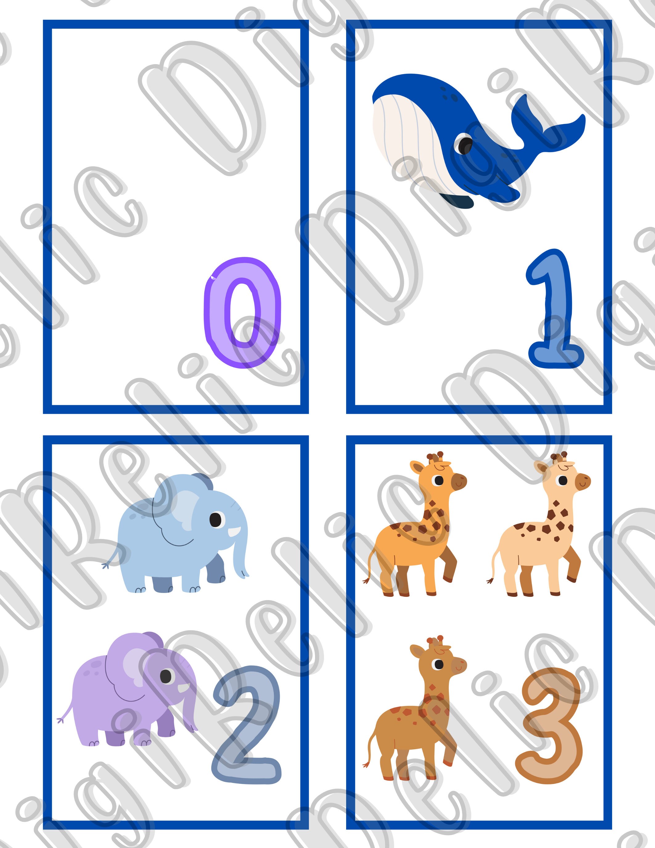 Numbers Cards, Montessori Flash Cards, Pre-school Cards, Digirelic ...