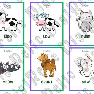 65 Animal Sound Flash Cards, Montessori Flash Cards, Pre-school Cards ...