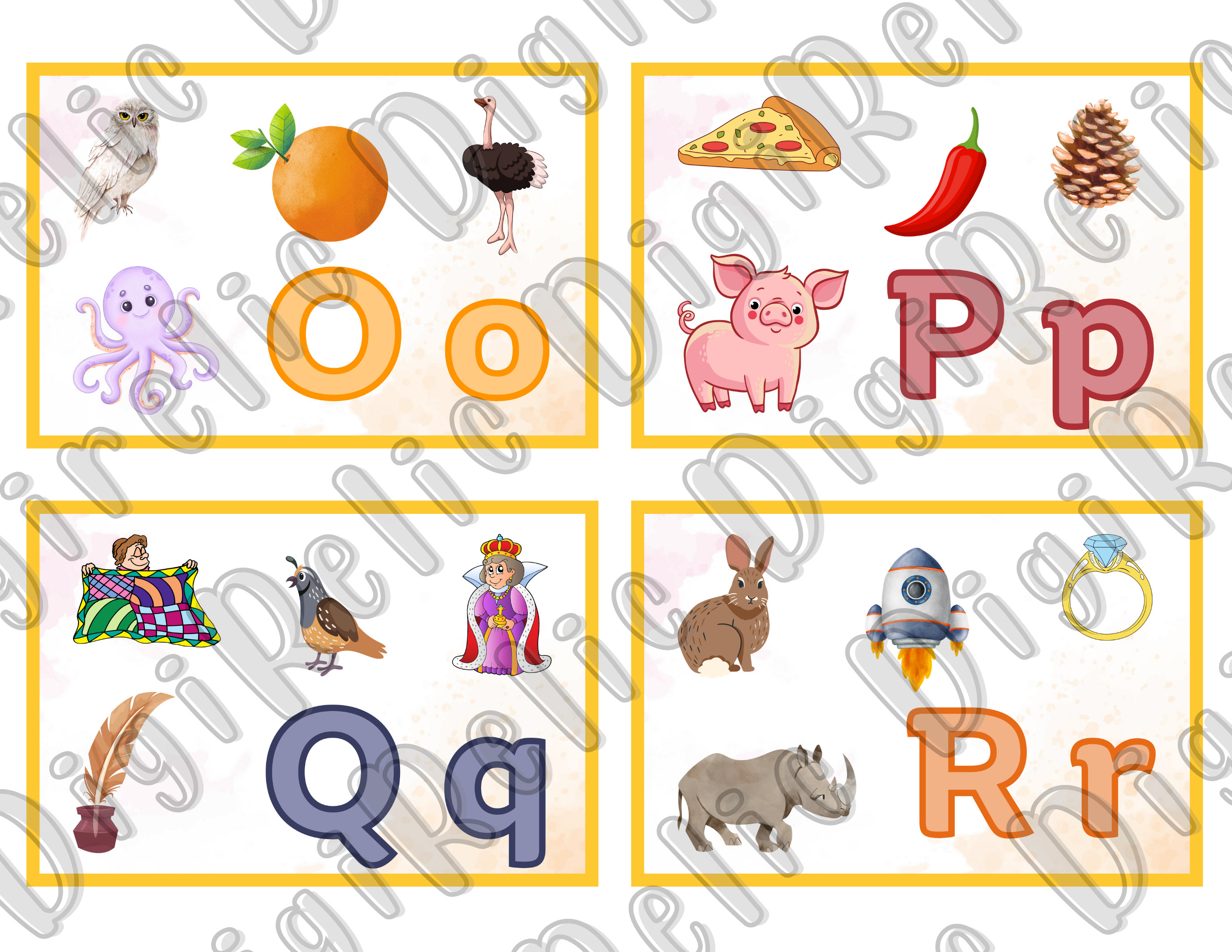 Alphabet (abcs) Cards, Montessori Flash Cards, Pre-school Cards ...