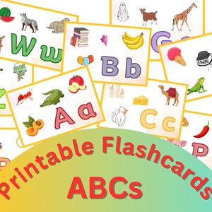 Alphabet abcs Cards, Montessori Flash Cards, Pre-school Cards ...