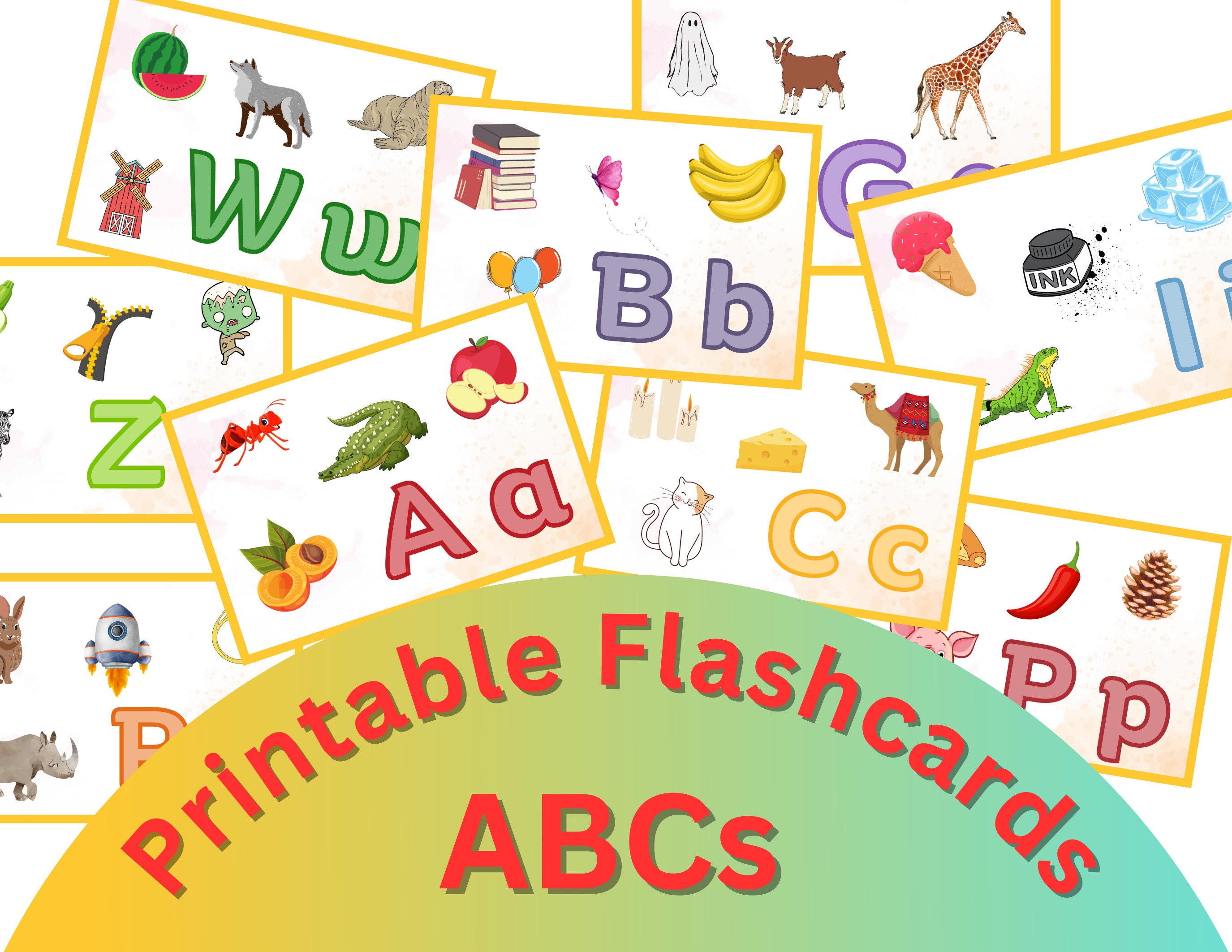 Alphabet abcs Cards, Montessori Flash Cards, Pre-school Cards ...