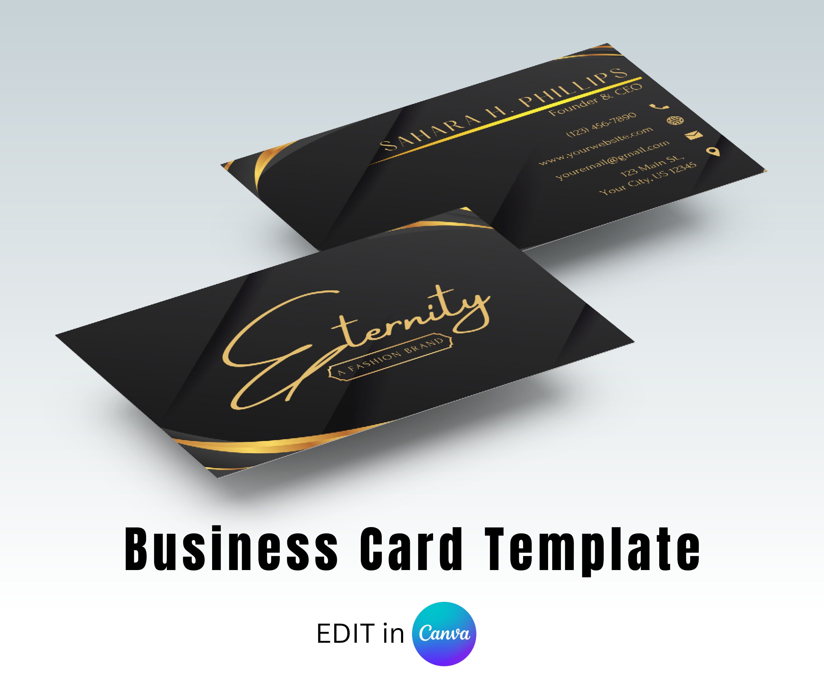 Business Card Editable Template - Etsy