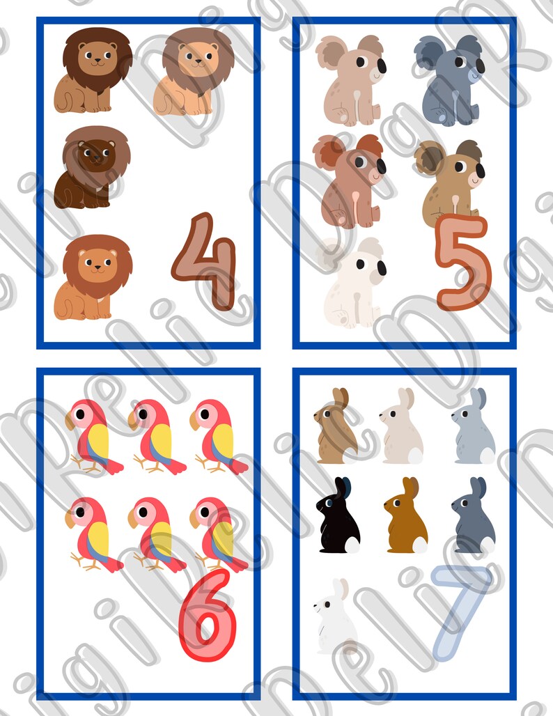 Numbers Cards, Montessori Flash Cards, Pre-school Cards, Digirelic ...