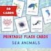 50 Sea Animals Cards, Montessori Flash Cards, Pre-school Cards ...