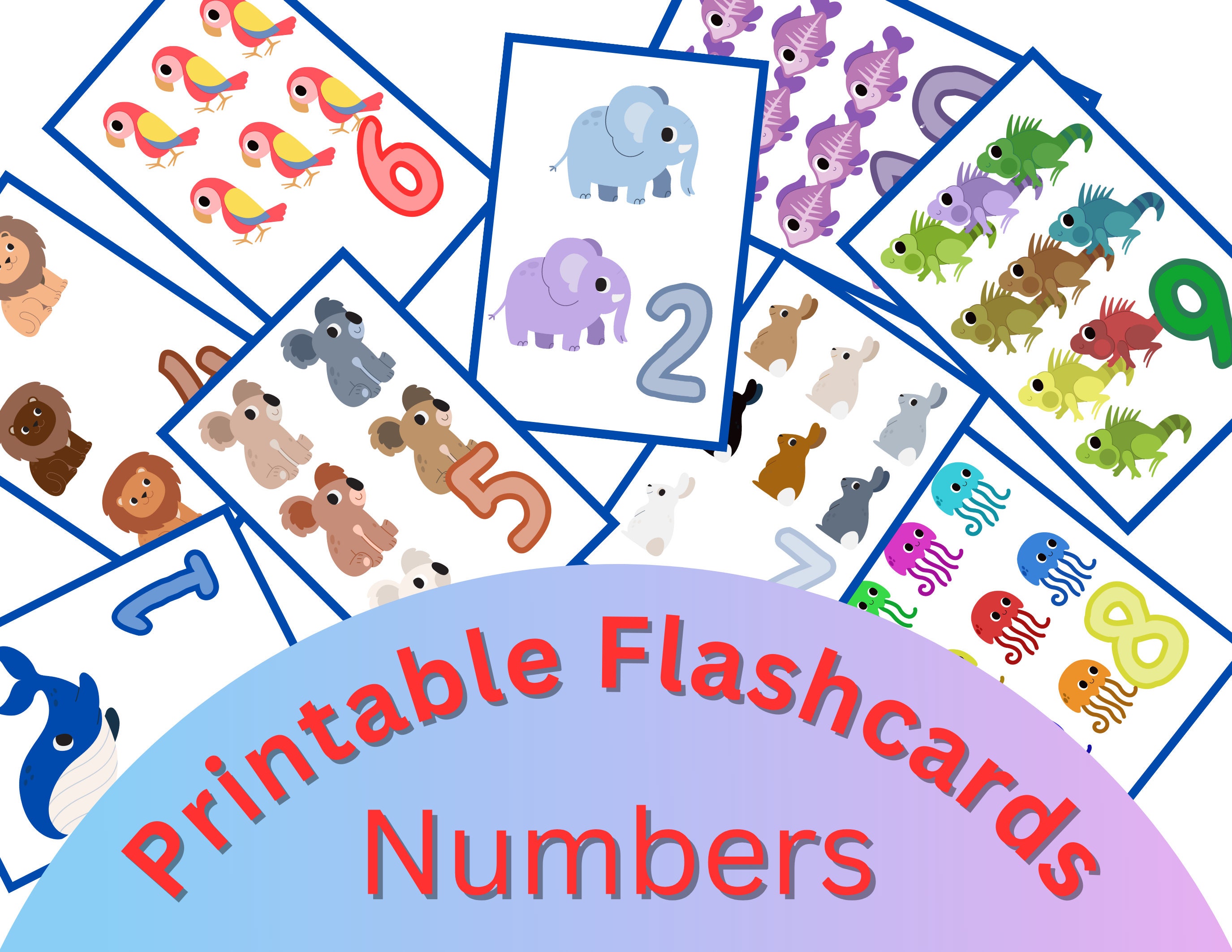 Numbers Cards, Montessori Flash Cards, Pre-school Cards, Digirelic ...