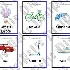 25 Transportation Flash Cards, Montessori Flash Cards, Antonyms, School ...
