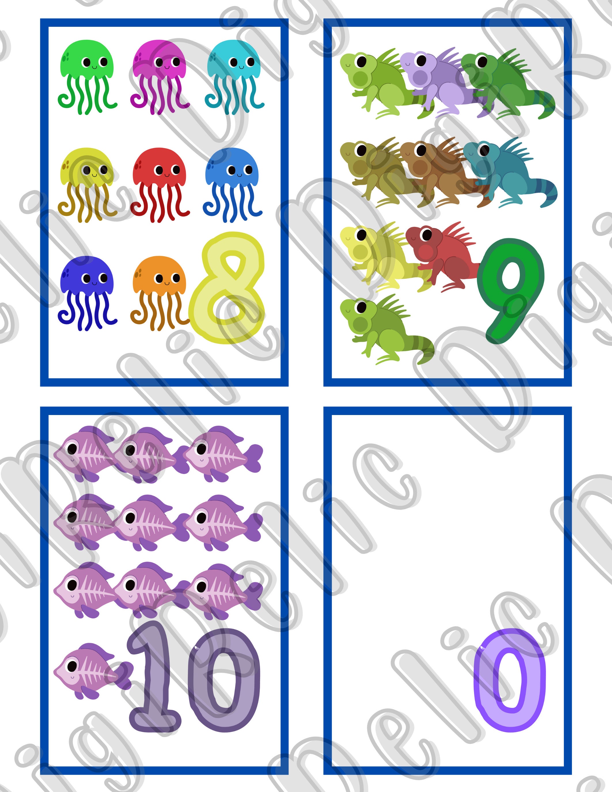 Numbers Cards, Montessori Flash Cards, Pre-school Cards, Digirelic ...