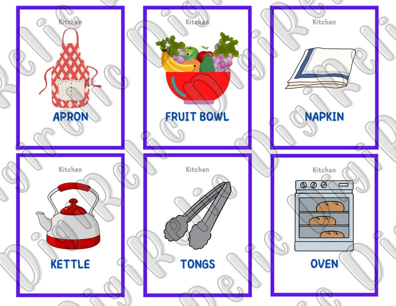 250 Things in a Home Cards, Montessori Flash Cards, Pre-school Cards ...