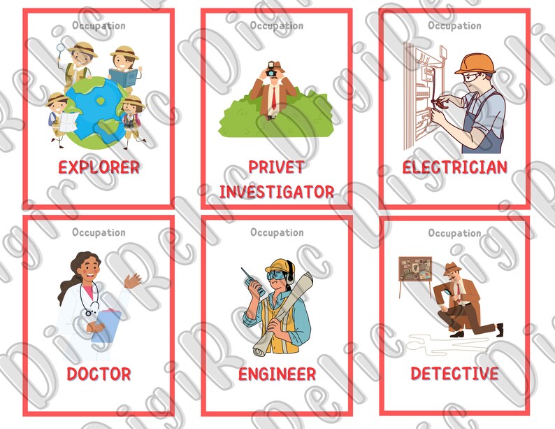 115 Occupation (jobs) Flash Cards, Montessori Flash Cards, Pre-school ...