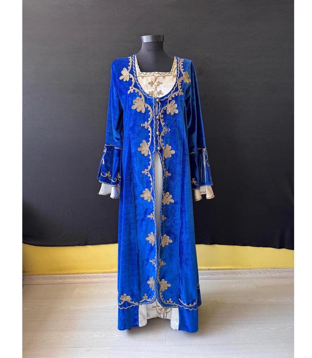 Traditional Blue Velvet Bindalli, Turkish Ethnic Folklore Wedding Women ...