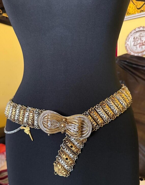 Antique Bridal Belt, Filigree Embroidered, Midyat Alp… - Gem