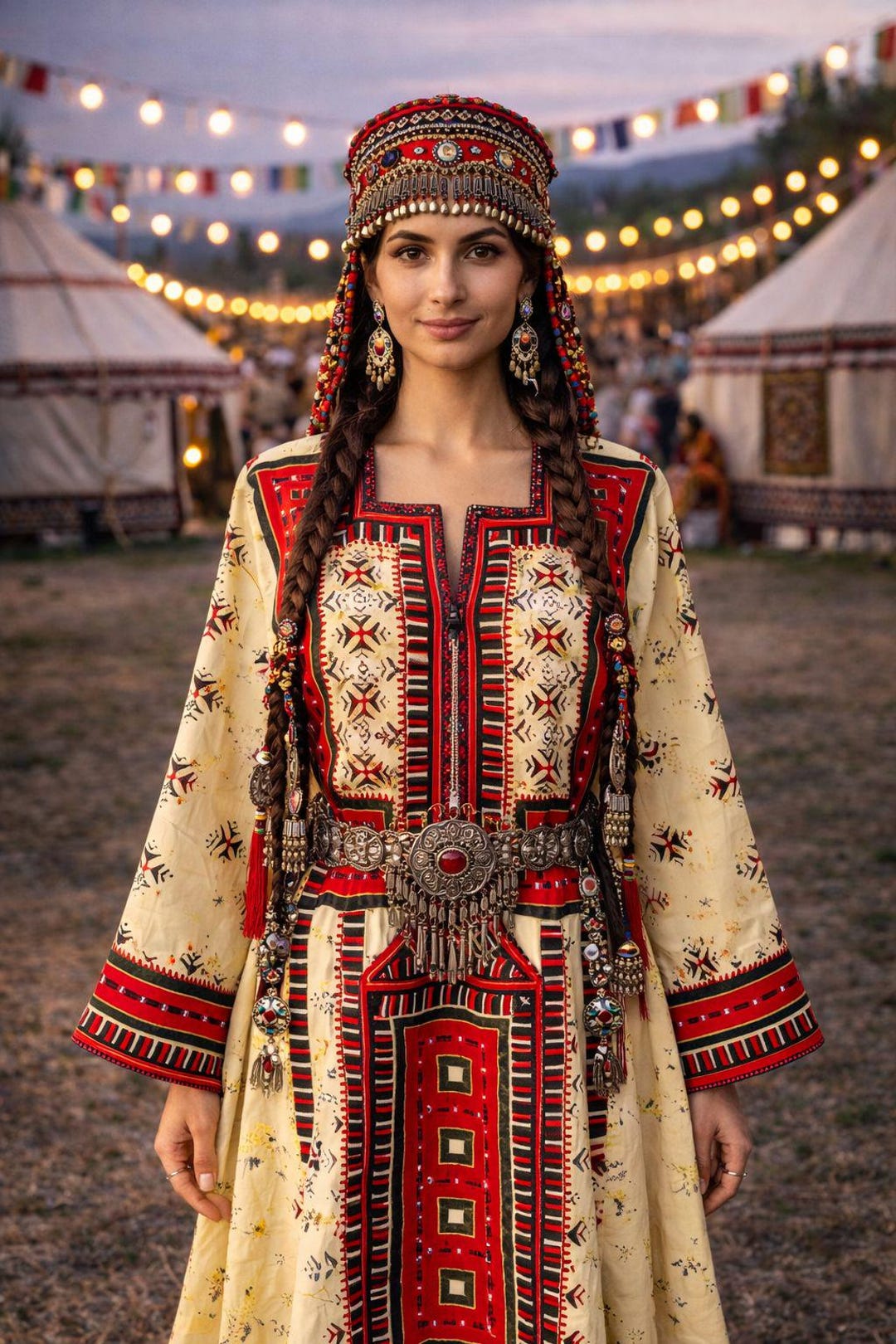 Authentic Hand-embroidered Turkmen Dress – Ethnic Vintage Festival ...