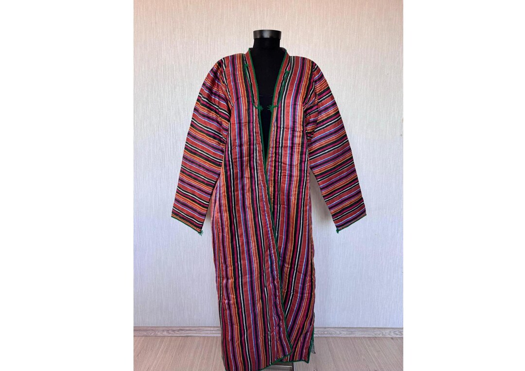 Uzbek Chapan Woven Cotton Padded Uzbekistan Robe Dress Kaftan Jacket ...